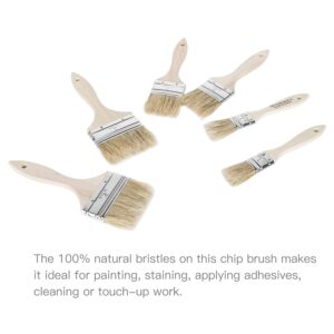 ETERNA 6Pack Household Chip Paint Brush 1inch 2inch 3inch Natural Bristles Wooden Handle Flat Brushes Set for Painting, Glue, Oil, Acrylic, Stain