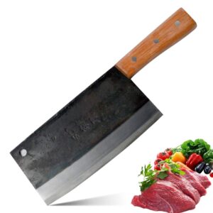 dengjia 7.6-inch blade ultra-sharp composite high carbon steel handmade forged vegetable knife chinese knife no-slip labor-saving wooden handle meat cleavers