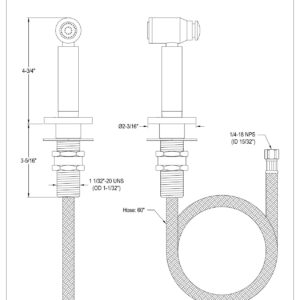 Kingston Brass CCRP61K8 Concord Kitchen Faucet Side Sprayer, Brushed Nickel