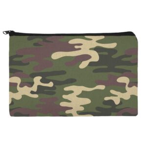 green camouflage pencil pen organizer zipper pouch case