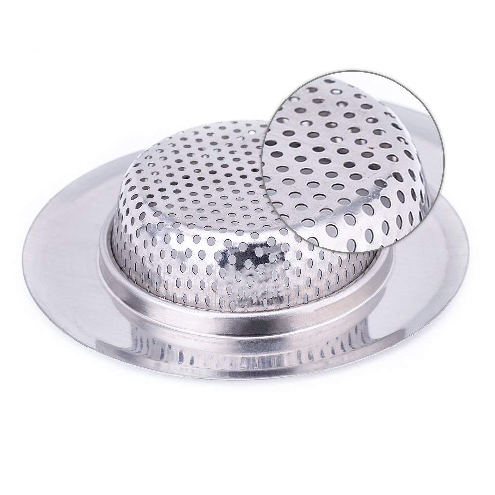 Woogor 2 Pcs Kitchen Sink Strainer Heavy Duty Stainless Steel Strainer Kitchen Drain Basin Basket Filter Stopper Drainer Sink Jali