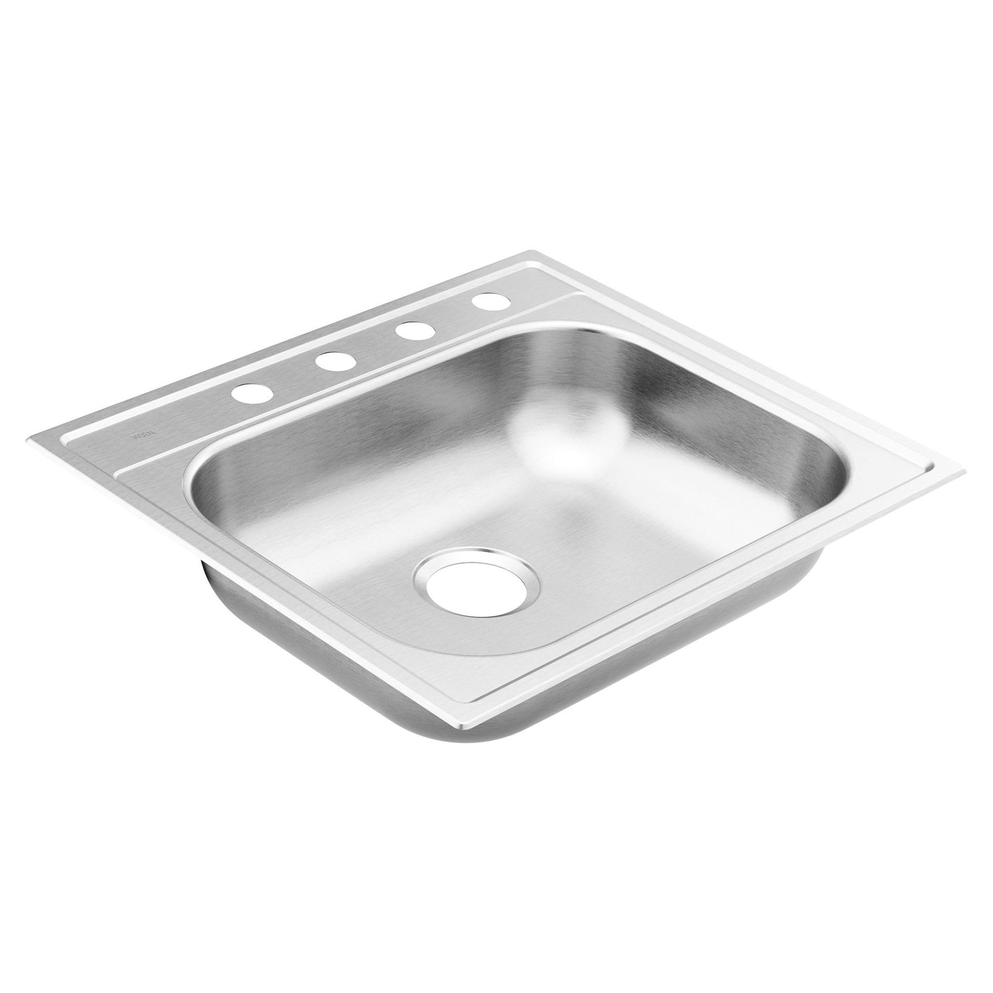 Moen GS201974BQ 2000 Series 25-inch 20 Gauge Drop-in Single Bowl Stainless Steel Kitchen Sink Rear Drain Featuring QuickMount, Stainless