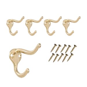 howtool coat hooks for wall hanging heavy duty wall mounted brass plated, 5 pack