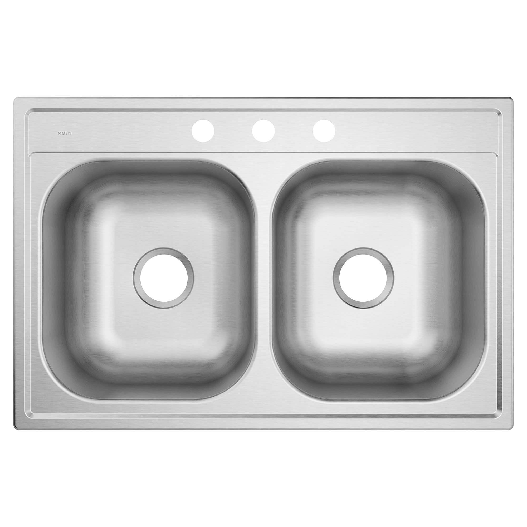 Moen GS202133Q 2000 Series 33-inch 20 Gauge Drop-in Double Bowl Stainless Steel Kitchen Sink, Featuring QuickMount