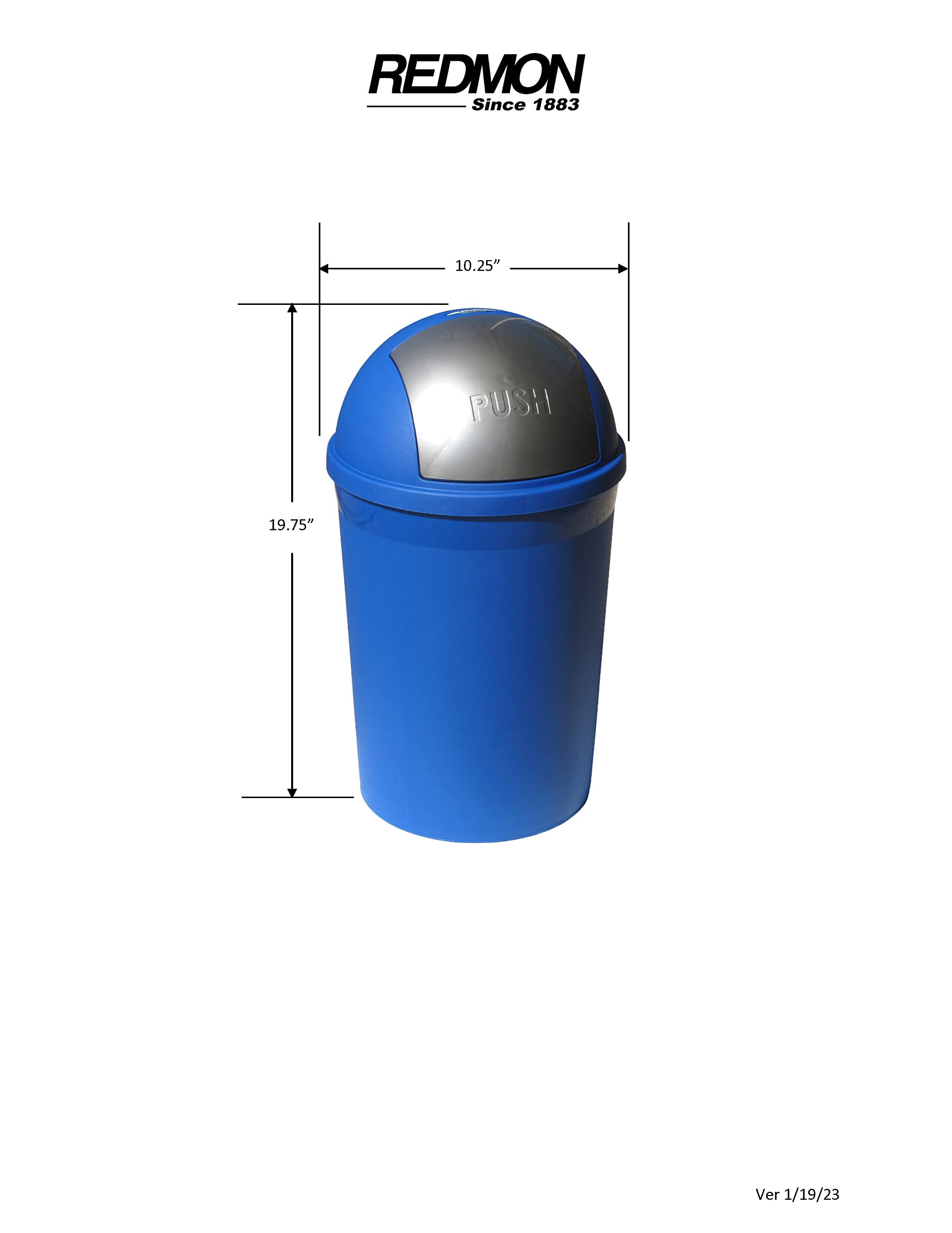 Redmon For Kids 4 Gallon Swivel Lid Waste bin, Blue