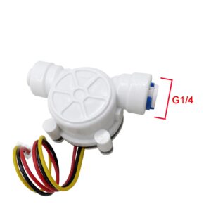 GREDIA 1/4" Quick Connect Water Flow Sensor Food-Grade Switch Hall Effect Flowmeter Fluid Meter Counter 0.3-6L/min (Pack of 2）