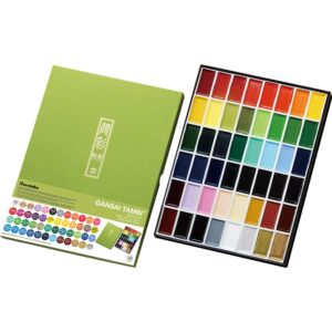 kuretake gansai tambi watercolor paint set, 48 colors, professional-quality for artists and crafters, for kids, adult, made in japan