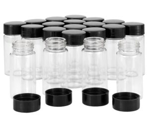 jiuwu 20 pack, 20 ml clear glass vials with screw caps 5 dram small size storage bottle container with lids for lab/travel essential oil samples anointing oil vial specimen and water sample bottles