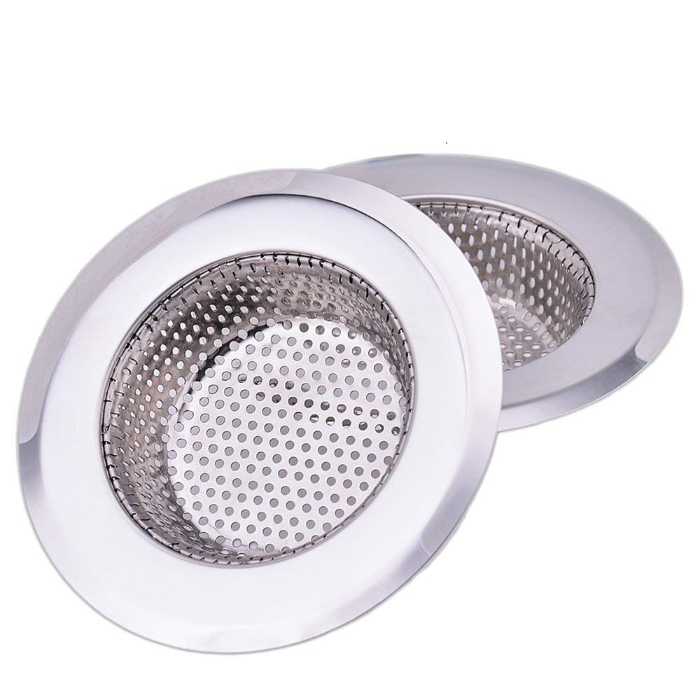 Woogor 2 Pcs Kitchen Sink Strainer Heavy Duty Stainless Steel Strainer Kitchen Drain Basin Basket Filter Stopper Drainer Sink Jali