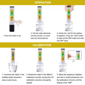 ORP Redox Meter Tester, -1999~1999mV Range, LCD Backlit ORP Meter Water Quality Mater Pen, for Drinking Water, Swimming Pool and Aquarium