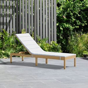 amazonia regatta patio chaise lounger | durable outdoor furniture with teak finish | grey cushion