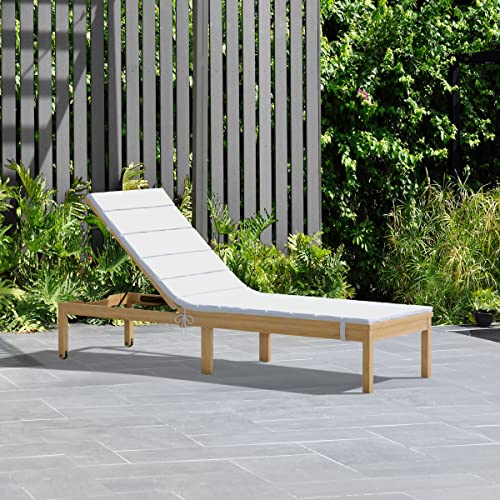 Amazonia Regatta Patio Chaise Lounger | Durable outdoor furniture with Teak Finish | Grey Cushion