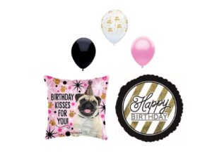 5 pc birthday kisses dog puppy party balloons decoration supplies pug