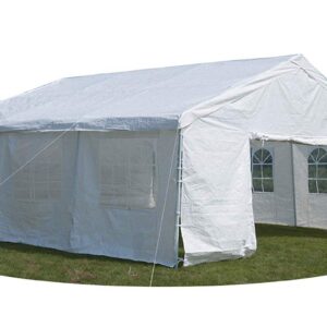 20x20 Heavy Duty Party Tent Carport Wedding Canopy Steel W/Sidewalls White