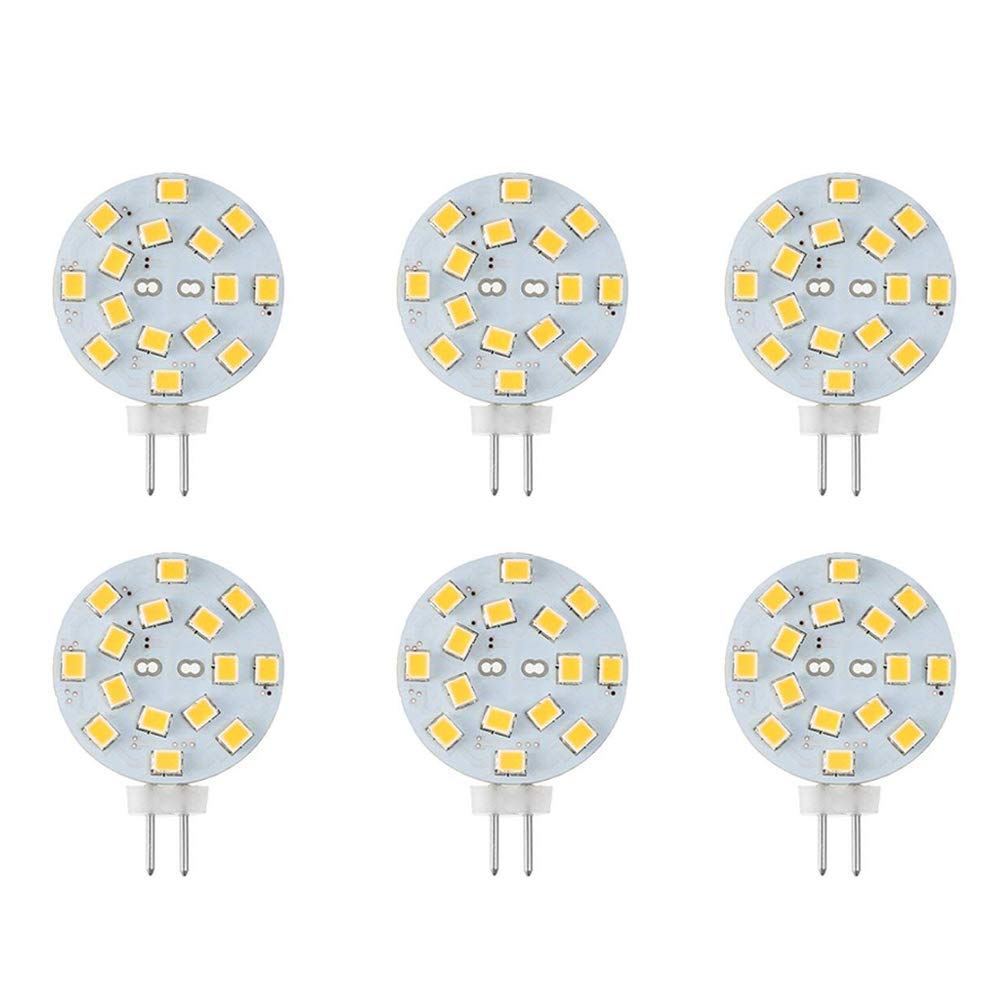 Makergroup 12V G4 LED Bulb 3W Bi-Pin LED Disc Light Bulb 20-30 Watt Equivalent Daylight White 6000K for Puck Lights in RV Trailers Campers Automotive Marine Landscape Lighting 6pcs