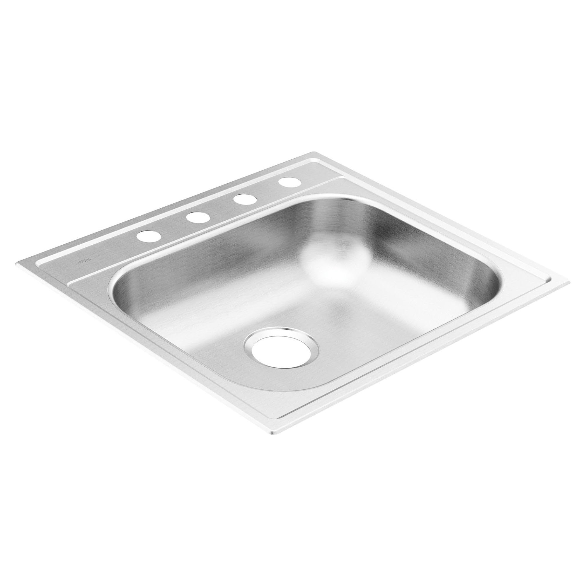 Moen GS201974BQ 2000 Series 25-inch 20 Gauge Drop-in Single Bowl Stainless Steel Kitchen Sink Rear Drain Featuring QuickMount, Stainless