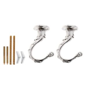 penck swag hooks for ceiling hanging - decorative ceiling hooks for hanging plants - heavy duty hooks with hardware for ceiling installation cavity wall fixing, silver, 2-pack