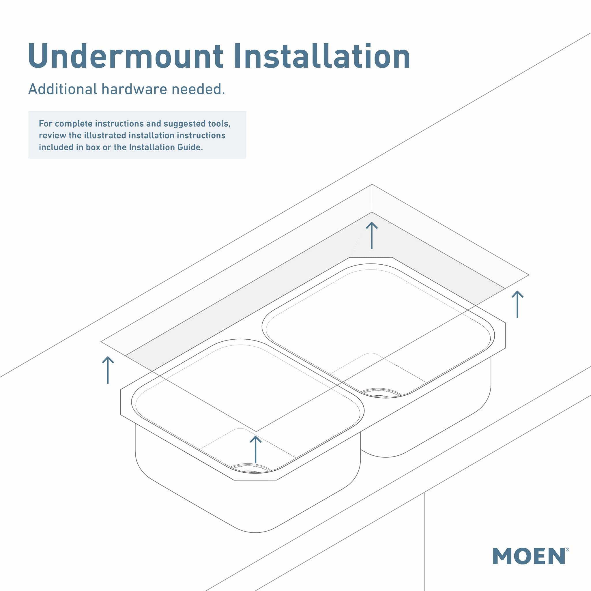 Moen GS18212 1800 Series 31.75-inch 18 Gauge Undermount Double Bowl Stainless Steel Kitchen Sink, Satin Stainless