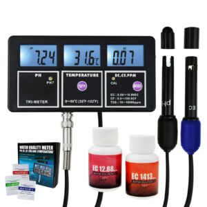 5-in-1 water quality meter, ph ec cf tds temperature multi-parameter water quality monitor with backlight, wall-mountable & rechargeable, water quality tester for aquariums, hydroponics, lab