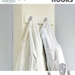 HOWTOOL Double Robe Hook 5 Pack Chrome with Screws Wall Mounted Towel Scarf