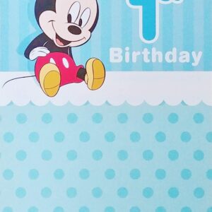 Happy 1st Birthday Mickey Mouse Greeting Card -"You're Cute and You're Fun and Today You Turn 1"