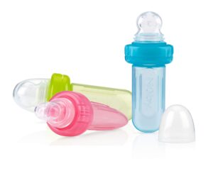 nuby ez squee-z silicone self feeding baby food dispenser (varied, 2 count (pack of 1))