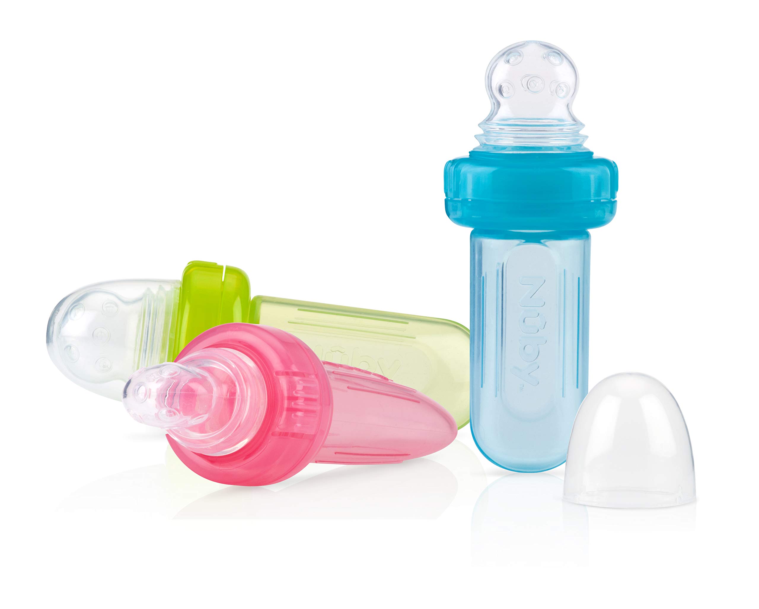 Nuby EZ Squee-Z Silicone Self Feeding Baby Food Dispenser (Varied, 2 Count (Pack of 1))