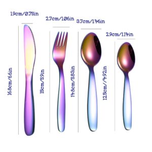 OBTIAN Stainless Steel Customized Rainbow Kids Silverware 2/3/4 Pieces Set,Engraving Name Knife Forks Spoon Set,Personalized Children's name tableware, Customized Flatware Set Rainbow