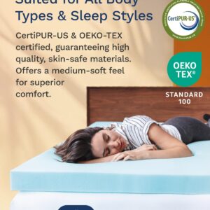 ViscoSoft Reflex Twin XL Memory Foam Mattress Topper 2 Inch - Extra Long - Cooling Gel Mattress Pad - CertiPUR-US - Oeko TEX Certified