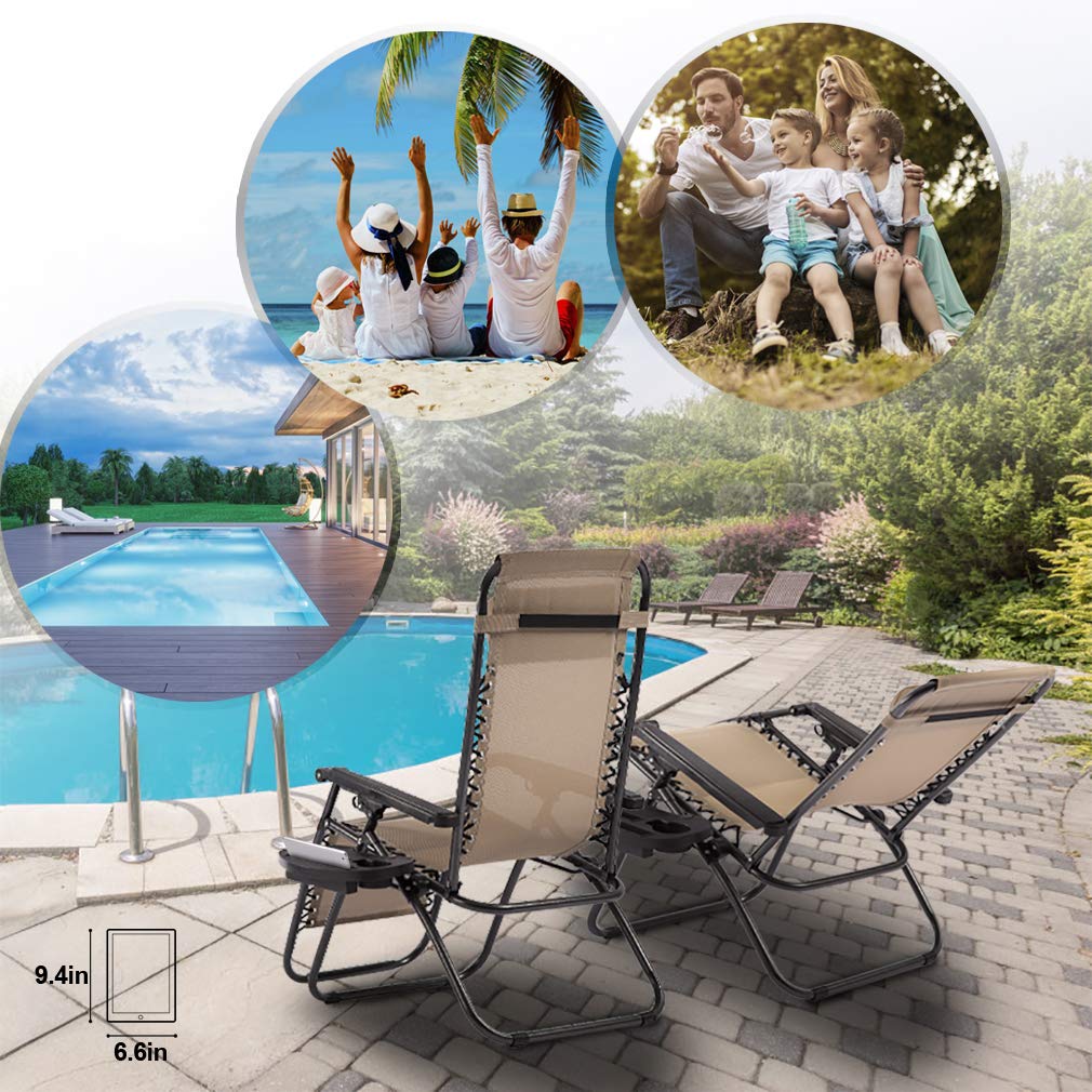 BestMassage Zero Gravity Chair Patio Chairs Lounge Chaise Recliners Folding for Outdoor Yard Bench Pool Side with Pillow and Cup Holder