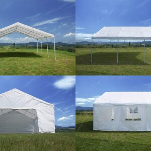 20x20 Heavy Duty Party Tent Carport Wedding Canopy Steel W/Sidewalls White