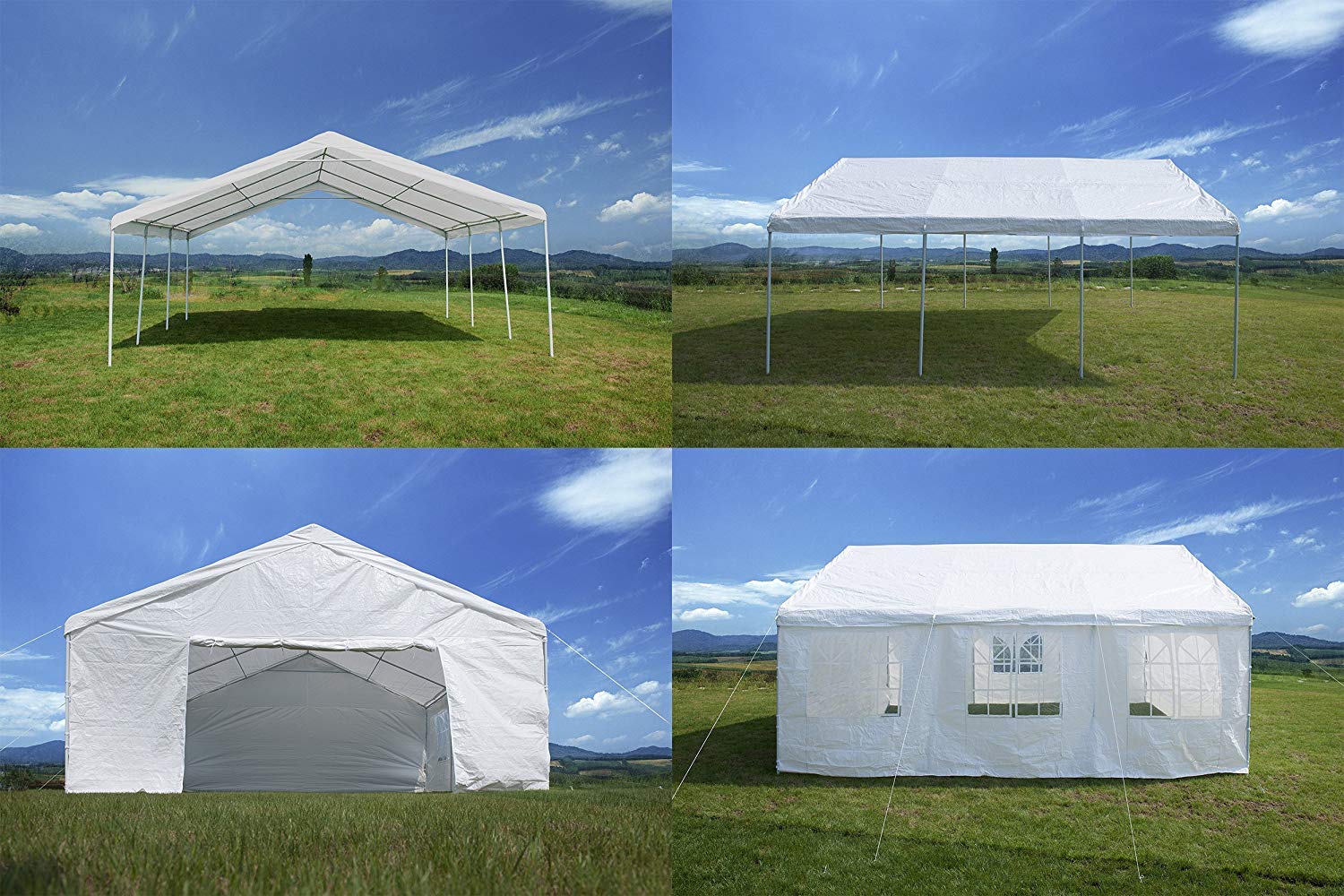 20x20 Heavy Duty Party Tent Carport Wedding Canopy Steel W/Sidewalls White