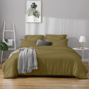 precious star linen taupe solid | king/cal-king 92x104 | 3 pieces duvet cover set soft & cozy egyptian cotton | zipper closure & corner ties | 1 duvet cover with 2 pillow sham