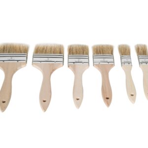 ETERNA 6Pack Household Chip Paint Brush 1inch 2inch 3inch Natural Bristles Wooden Handle Flat Brushes Set for Painting, Glue, Oil, Acrylic, Stain