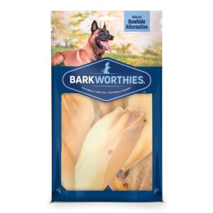 barkworthies all natural whole cow ears for dogs (12 pack) - healthy dog chews - free range grass fed 100% beef - single ingredient premium dog treat - promotes dental health