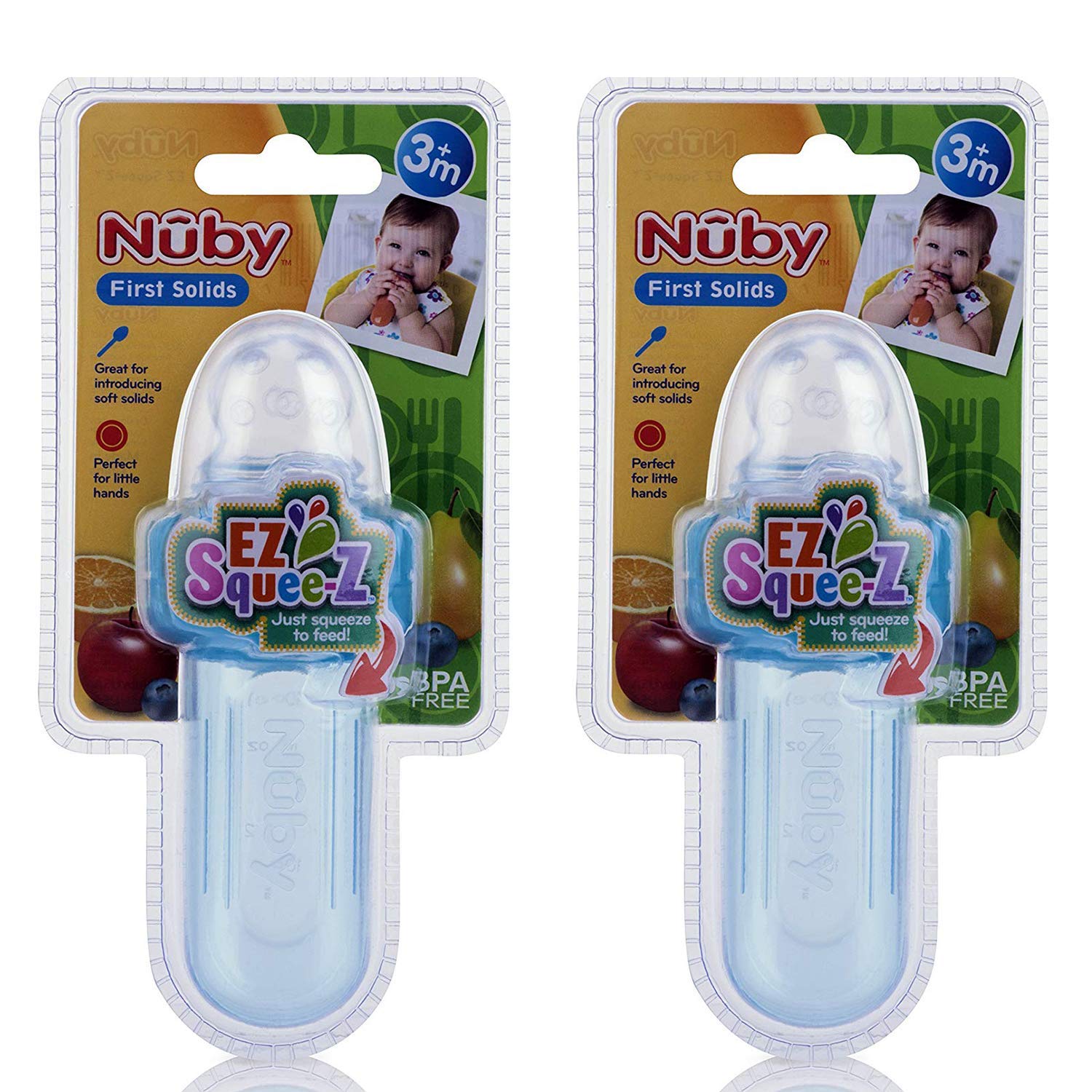 Nuby EZ Squee-Z Silicone Self Feeding Baby Food Dispenser (Varied, 2 Count (Pack of 1))