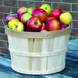 Lehman's Handcrafted Half Bushel Baskets, Vintage Style USA Made Poplar Wood with Wire Handles, 9.5 x 14.75 inches, Set of 2