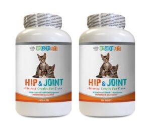 best hip and joint supplement for cats - cat hip and joint complex - increase mobility and reduce joint stiffness - immune support - vet approved - msm supplement for cats - 2 bottles (240 tabs)