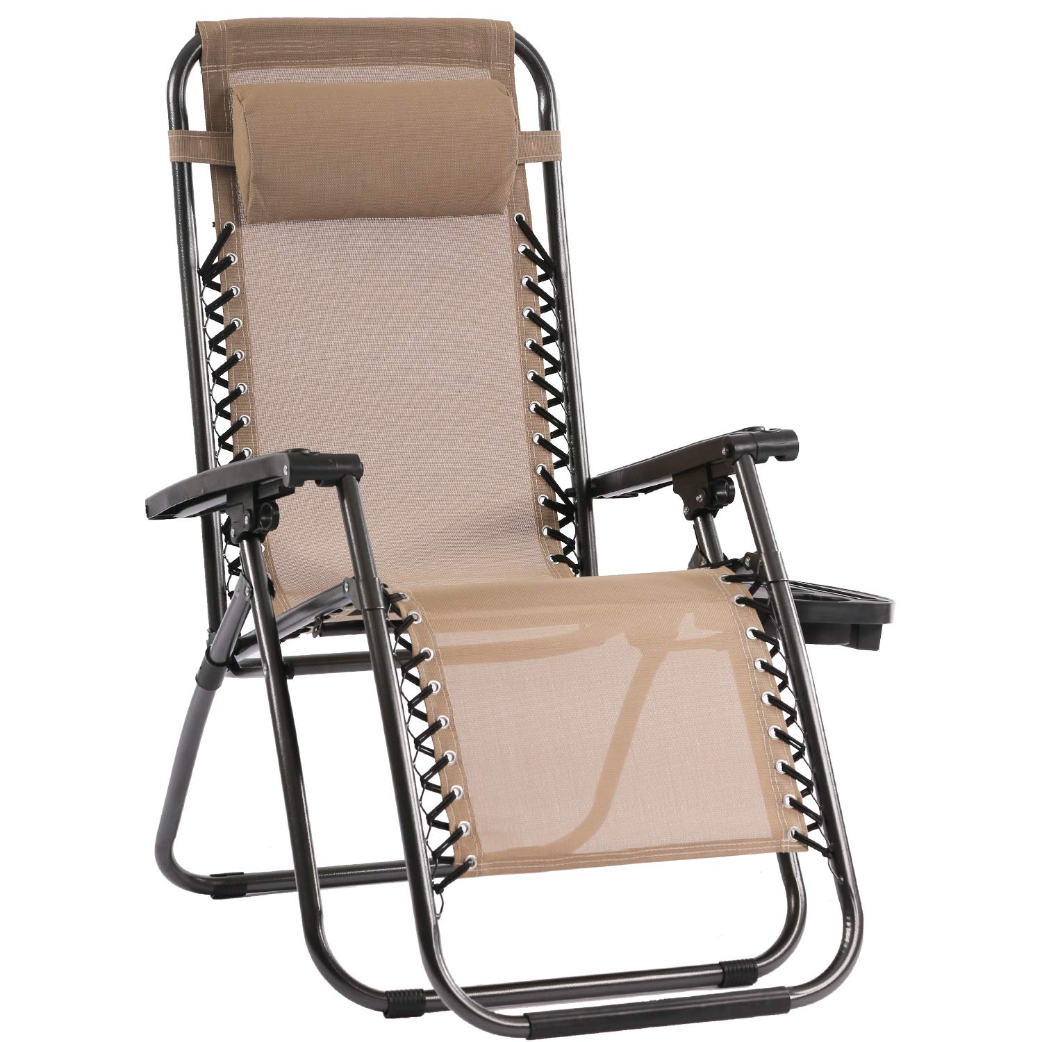 BestMassage Zero Gravity Chair Patio Chairs Lounge Chaise Recliners Folding for Outdoor Yard Bench Pool Side with Pillow and Cup Holder