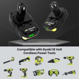 2 Packs 3.0Ah P102 Battery & P117 Charger Replacement for Ryobi 18V Battery and Charger Combo Compatible with Ryobi 18 Volt Battery Li-ion P102 P103 P104 P105 P107 P109 P108 P190 P122 P118(Red)