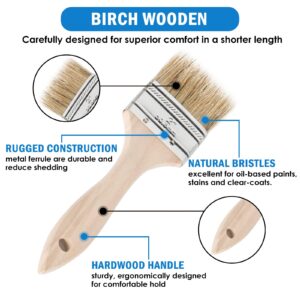 ETERNA 6Pack Household Chip Paint Brush 1inch 2inch 3inch Natural Bristles Wooden Handle Flat Brushes Set for Painting, Glue, Oil, Acrylic, Stain