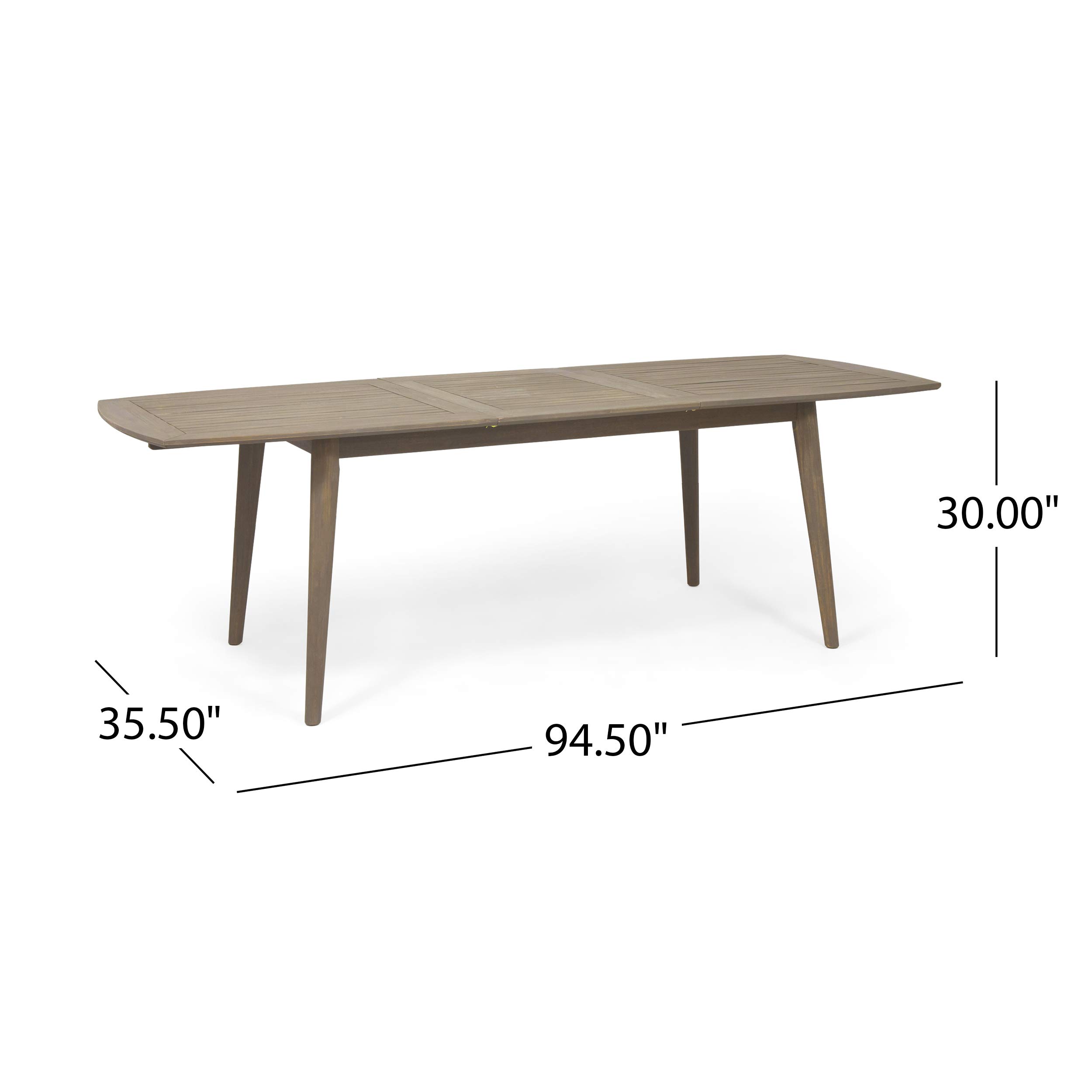 GDFStudio Outdoor Acacia Wood Expandable Dining Table, Gray