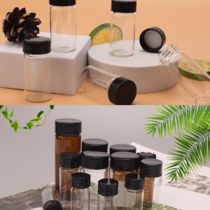 JIUWU 20 Pack, 20 ml Clear Glass Vials with Screw Caps 5 Dram Small Size Storage Bottle Container with Lids for Lab/Travel Essential Oil Samples Anointing Oil Vial Specimen and Water Sample Bottles