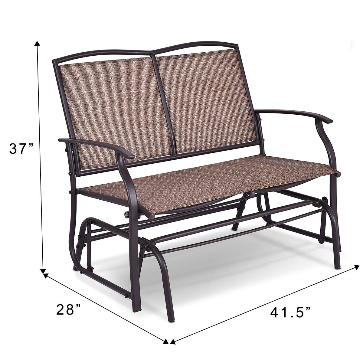 Giantex OP3100-New Patio Glider Bench, Brown 41.5"X28.0"X37"(LXWXH)