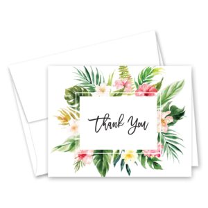 invitationhouse tropical floral thank you cards and envelopes - set of 50