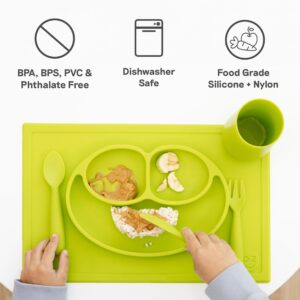 ezpz Tiny Spoon (2 Pack in Lime) - 100% Silicone Baby Spoon for Baby Led Weaning + Purees - 6 Months + - Designed by a Pediatric Feeding Specialist - Baby Essentials & Baby Gifts