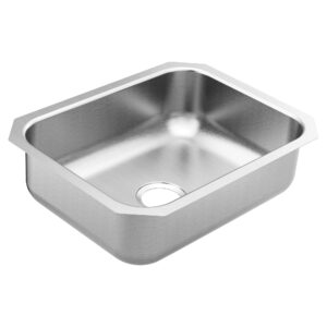 moen gs18192 18000 series 23.5-inch 18 gauge undermount single bowl stainless steel kitchen sink, 7-inch depth