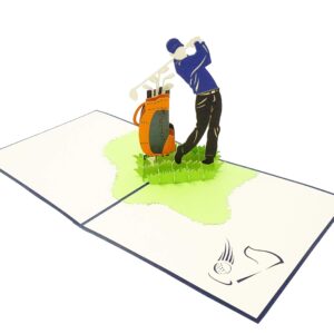 WOWPAPERART Golf - 3D Pop Up Greeting Card for All Occasions - Love, Birthday, Retirement, Congratulations, Thank You, Get Well, Fathers, Mothers Day- Fold Flat, Envelope Included (Golf Player)