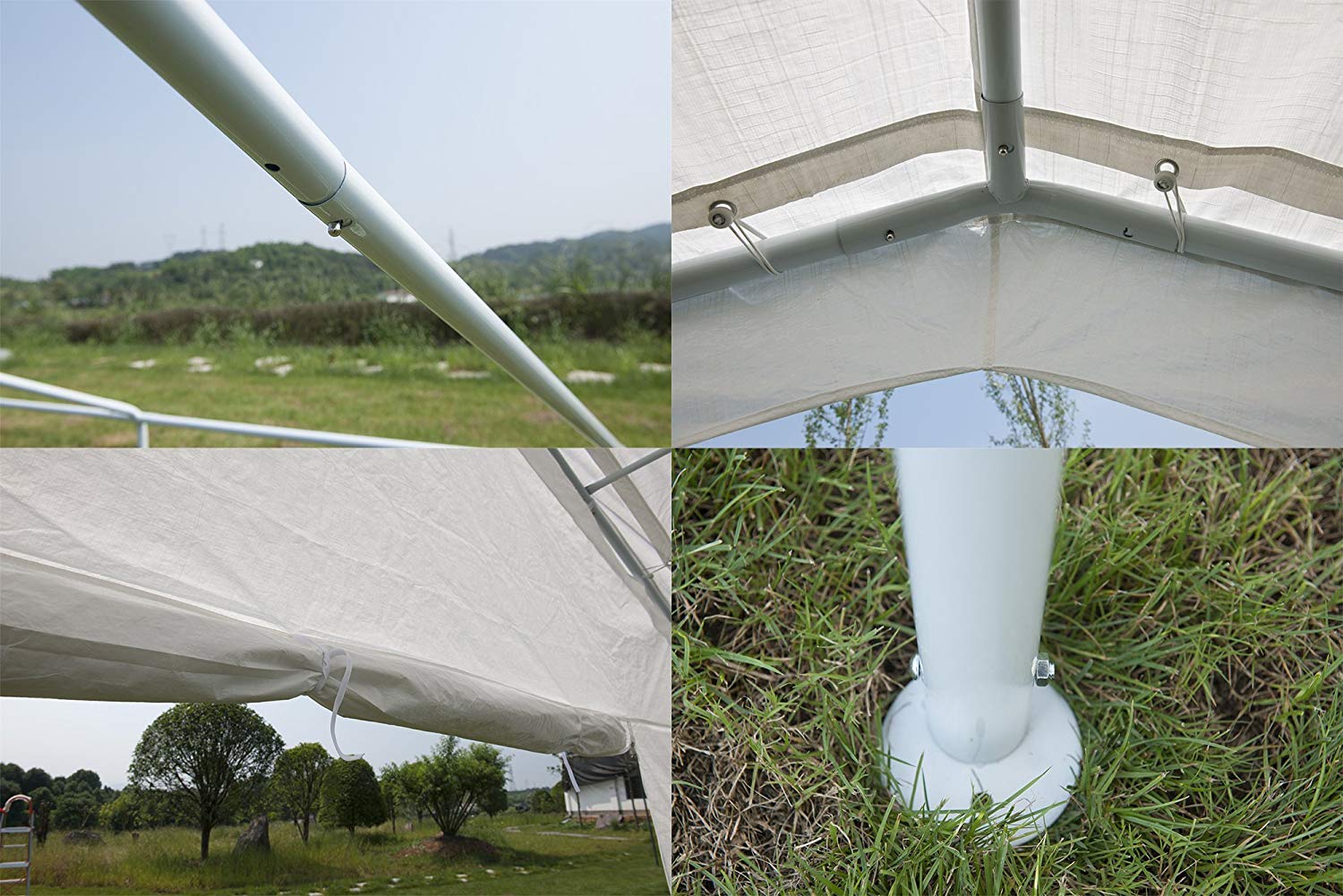 20x20 Heavy Duty Party Tent Carport Wedding Canopy Steel W/Sidewalls White