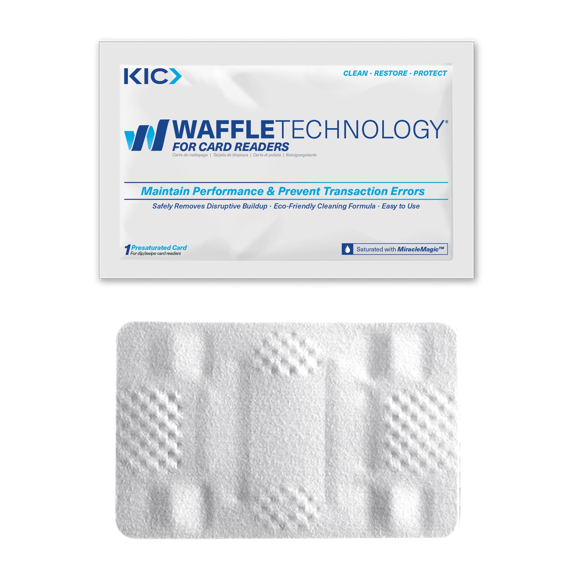 KICTeam - Waffletechnology® Cleaning Cards for Card Reader Payment Machines (40 Cards) - Presaturated with MiracleMagic®